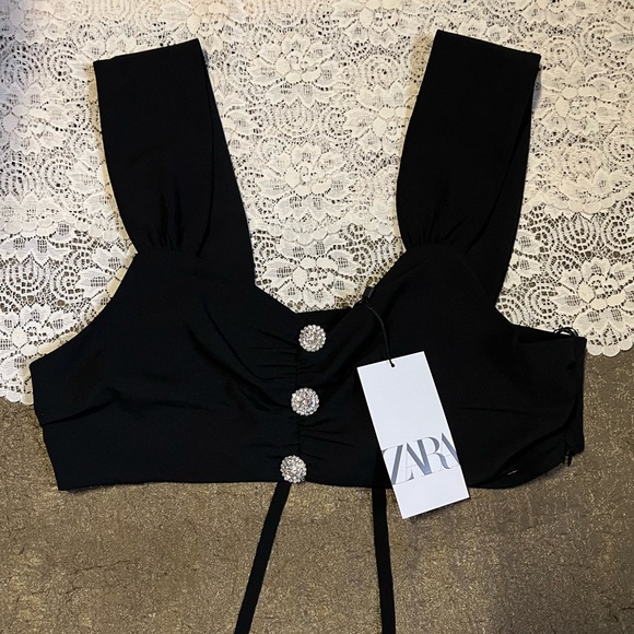 Zara | Dresses | Zara Strappy Jewel Button Top | Poshmark